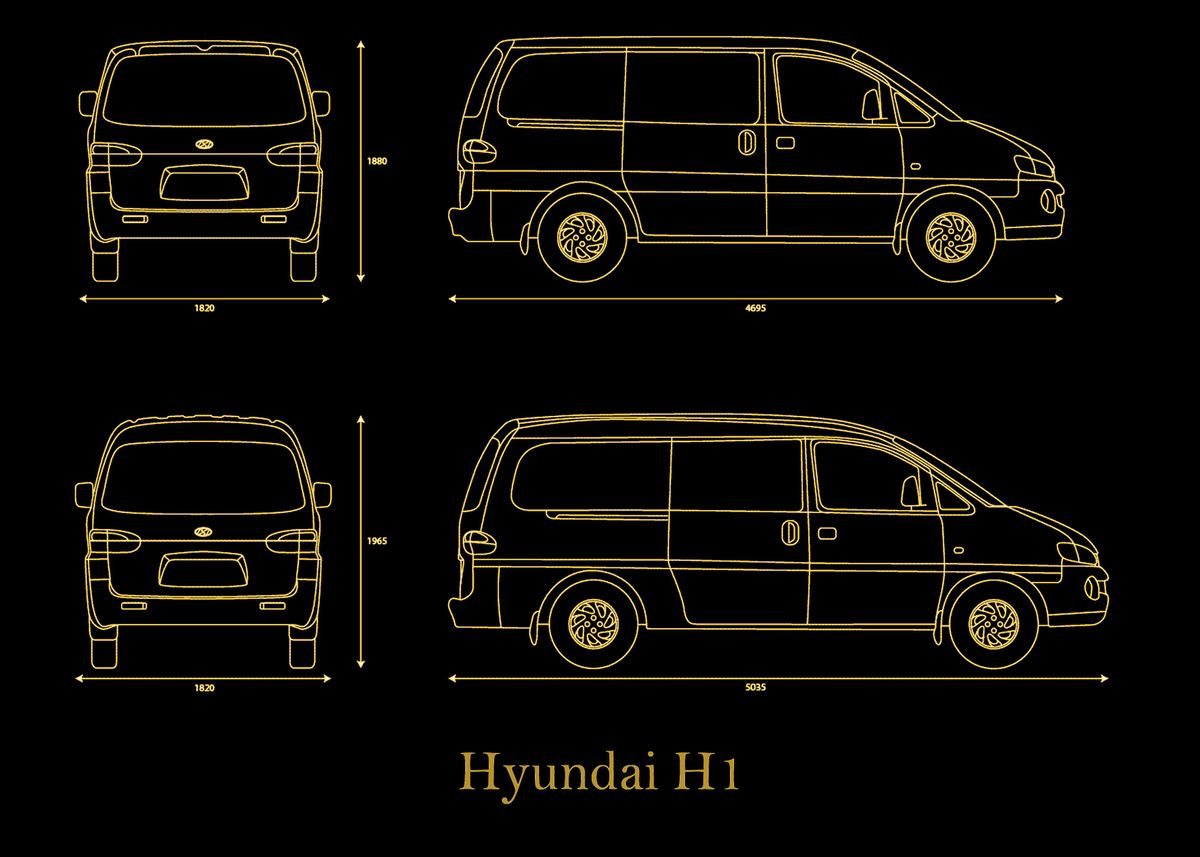 'Hyundai H1 2007 gold' Poster, picture, metal print, paint by B & W ...