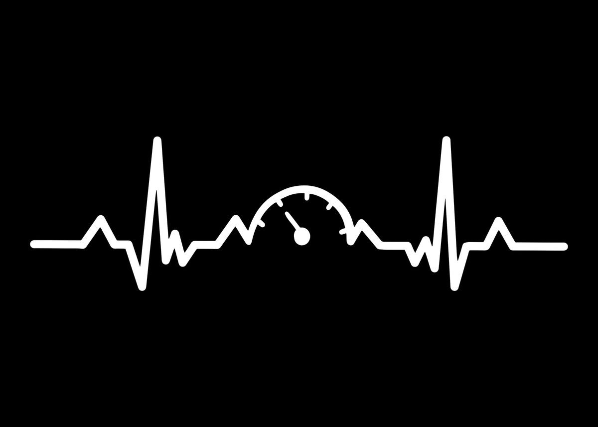 'Car Lover Heartbeat Speedo' Poster, picture, metal print, paint by ...