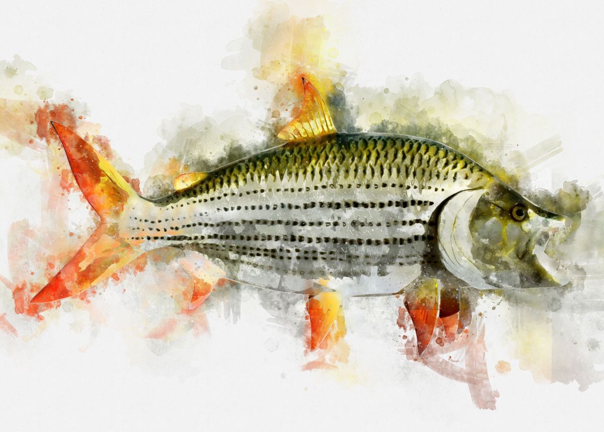 'TigerFish River Monster' Poster, picture, metal print, paint by OliArt ...