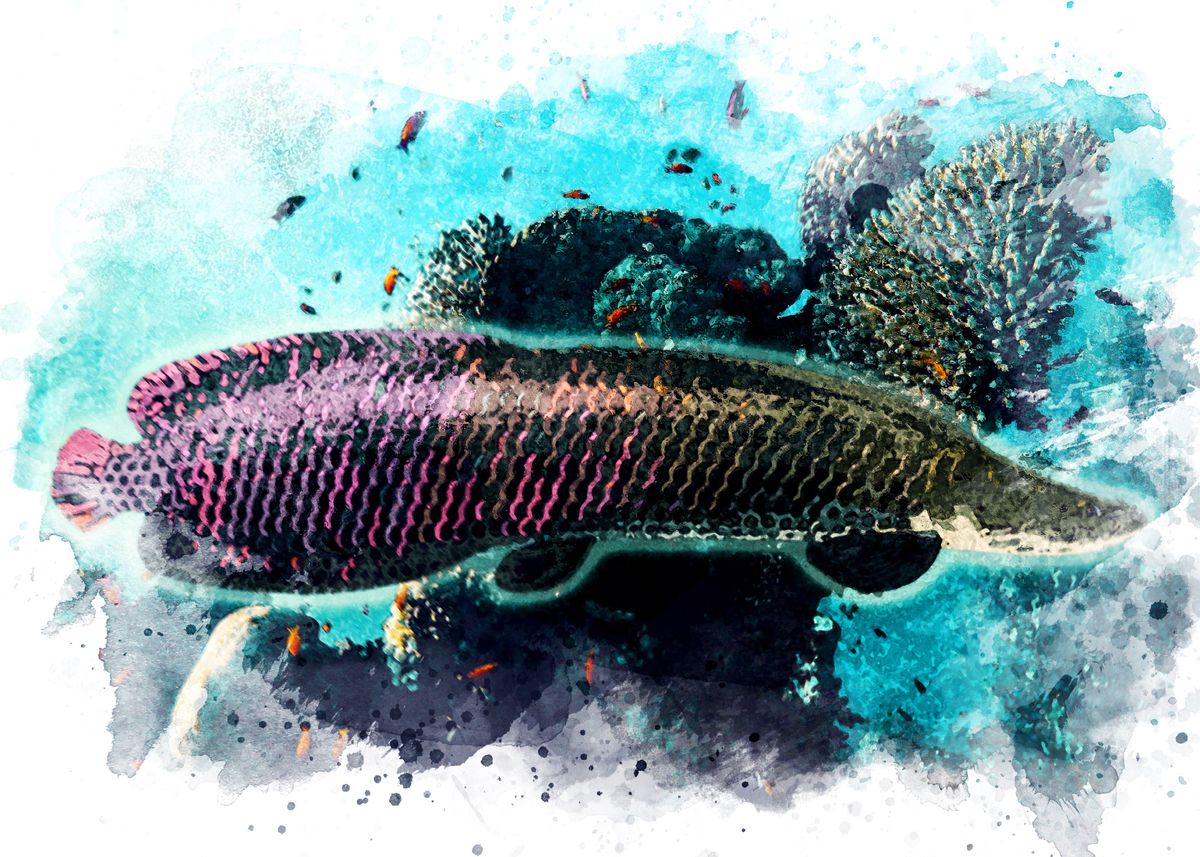'Arapaima River Monster' Poster, picture, metal print, paint by OliArt ...