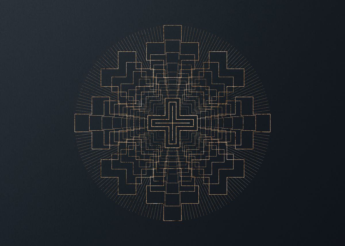 'Gold Geometric Glyph' Poster, picture, metal print, paint by Holy Rock ...