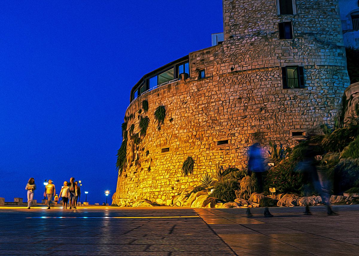 'Ostuni walls by night' Poster by Sergio Pazzano | Displate