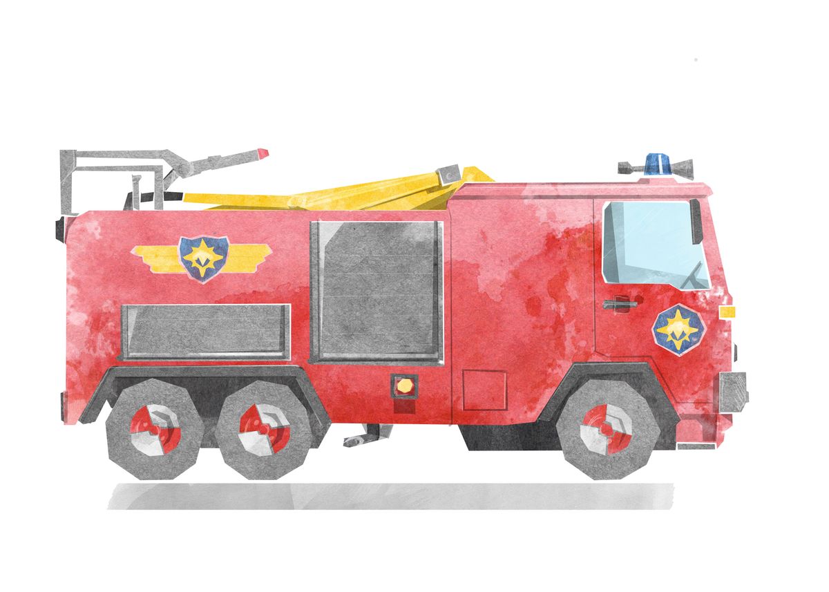 'Fire Engine' Poster, picture, metal print, paint by Douglas and Rose ...