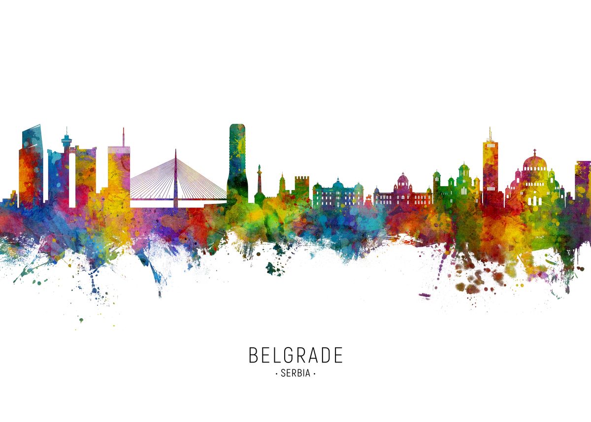 'Belgrade Skyline Serbia' Poster, picture, metal print, paint by ...