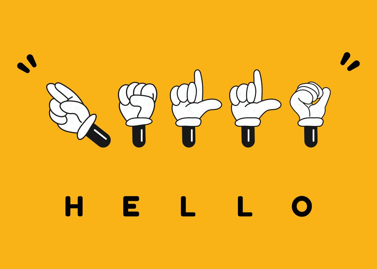 'Sign Language Hello' Poster, picture, metal print, paint by afdesign ...