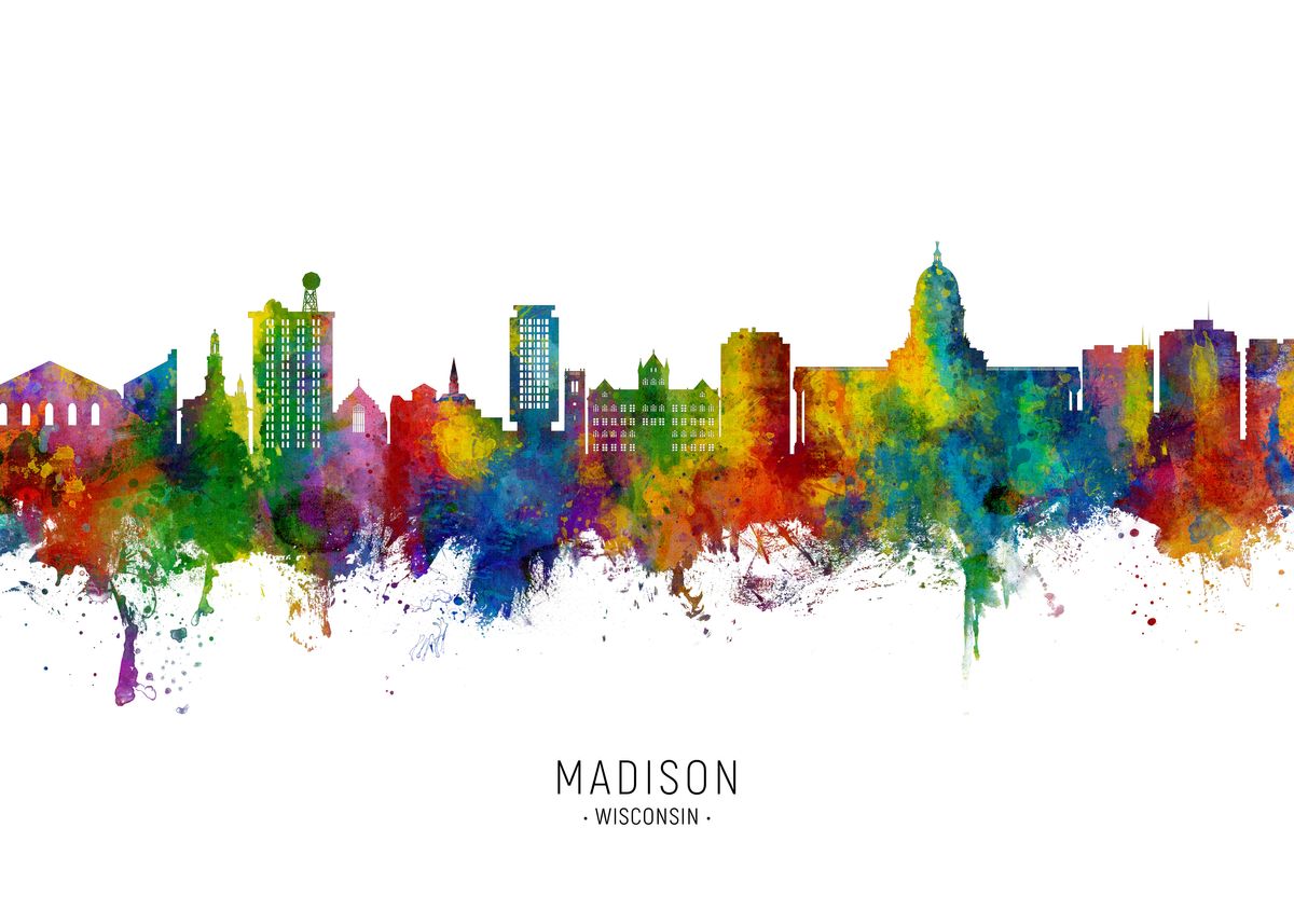 'Madison Skyline Wisconsin' Poster, picture, metal print, paint by ...