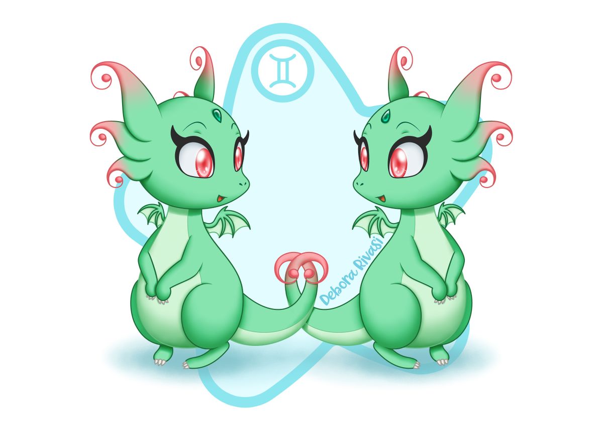 'Zodiac Dragon Gemini' Poster by Silvery Dreams Art | Displate