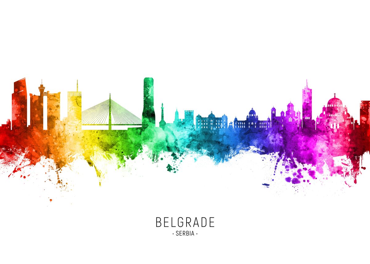 'Belgrade Skyline Serbia' Poster, picture, metal print, paint by ...