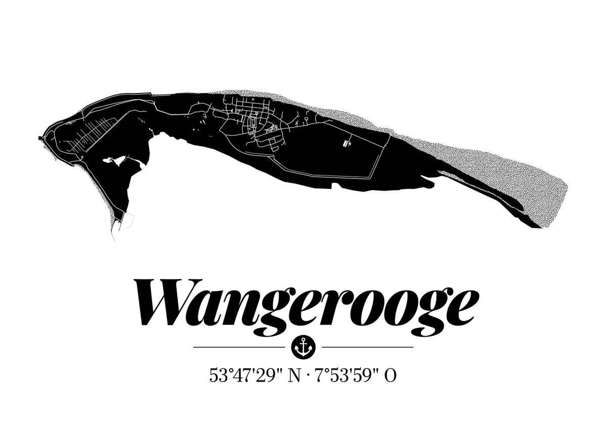 'Wangerooge Design Map' Poster, picture, metal print, paint by ViaMapia ...