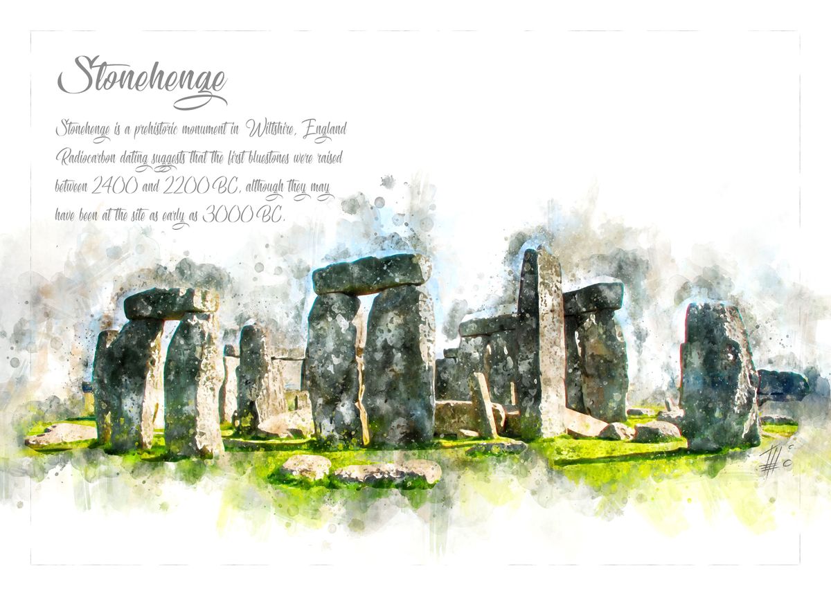 'Stonehenge Watercolor' Poster, picture, metal print, paint by Theo ...