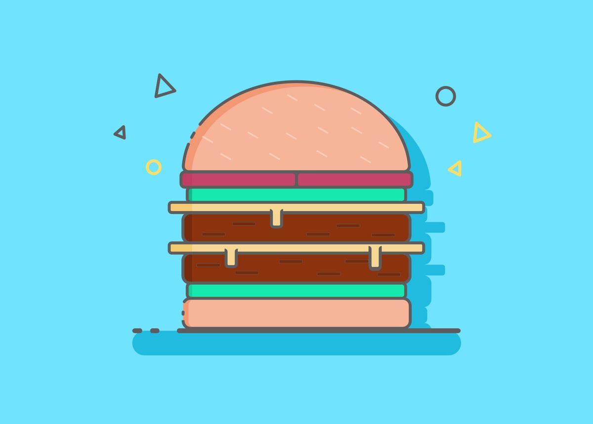 'Burger Flat Design ' Poster, picture, metal print, paint by Em Zicons ...