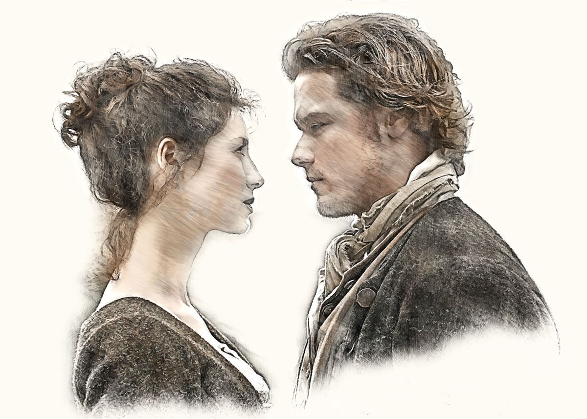 'Outlander Jamie claire 2' Poster, picture, metal print, paint by ...