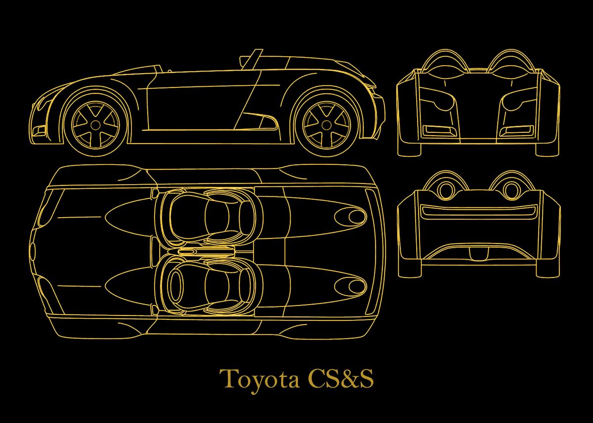 'Toyota CSS Blueprint gold' Poster by B & W Arts | Displate