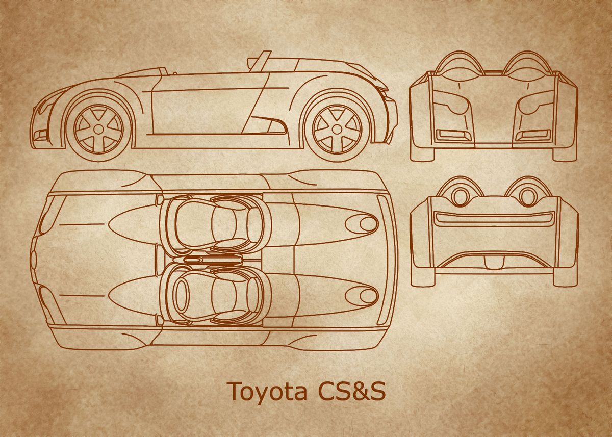 'Toyota CSS Blueprint old ' Poster, picture, metal print, paint by The ...