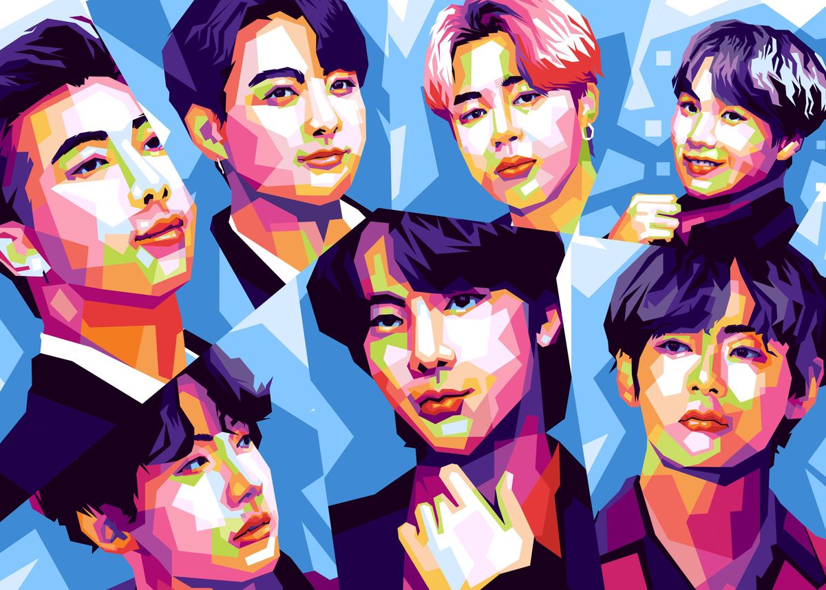 'BTS full team' Poster, picture, metal print, paint by kristian ...