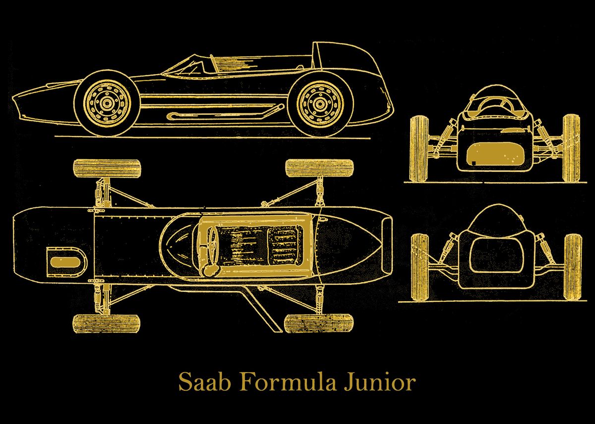 'Saab Formula Junior gold ' Poster by B & W Arts | Displate