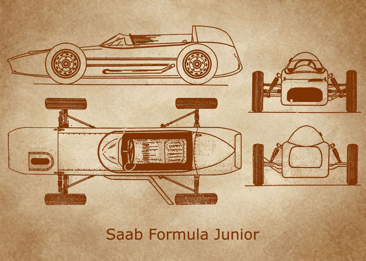 'Saab Formula Junior old ' Poster, picture, metal print, paint by The ...