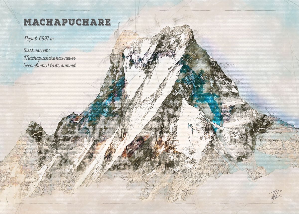 'Machapuchare' Poster, picture, metal print, paint by Theo Decker ...