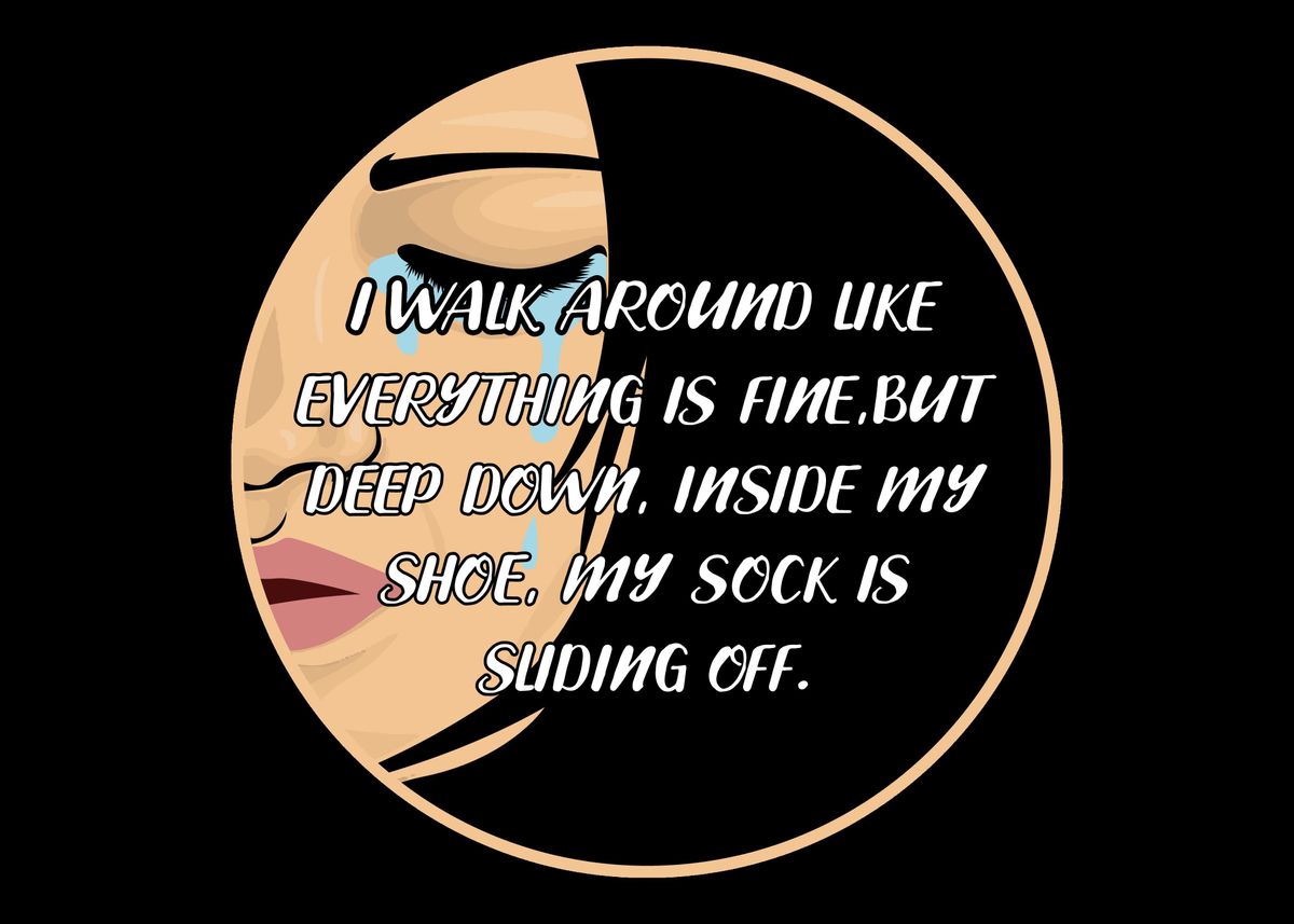 'Sock Falling Off Funny Per' Poster, picture, metal print, paint by ...