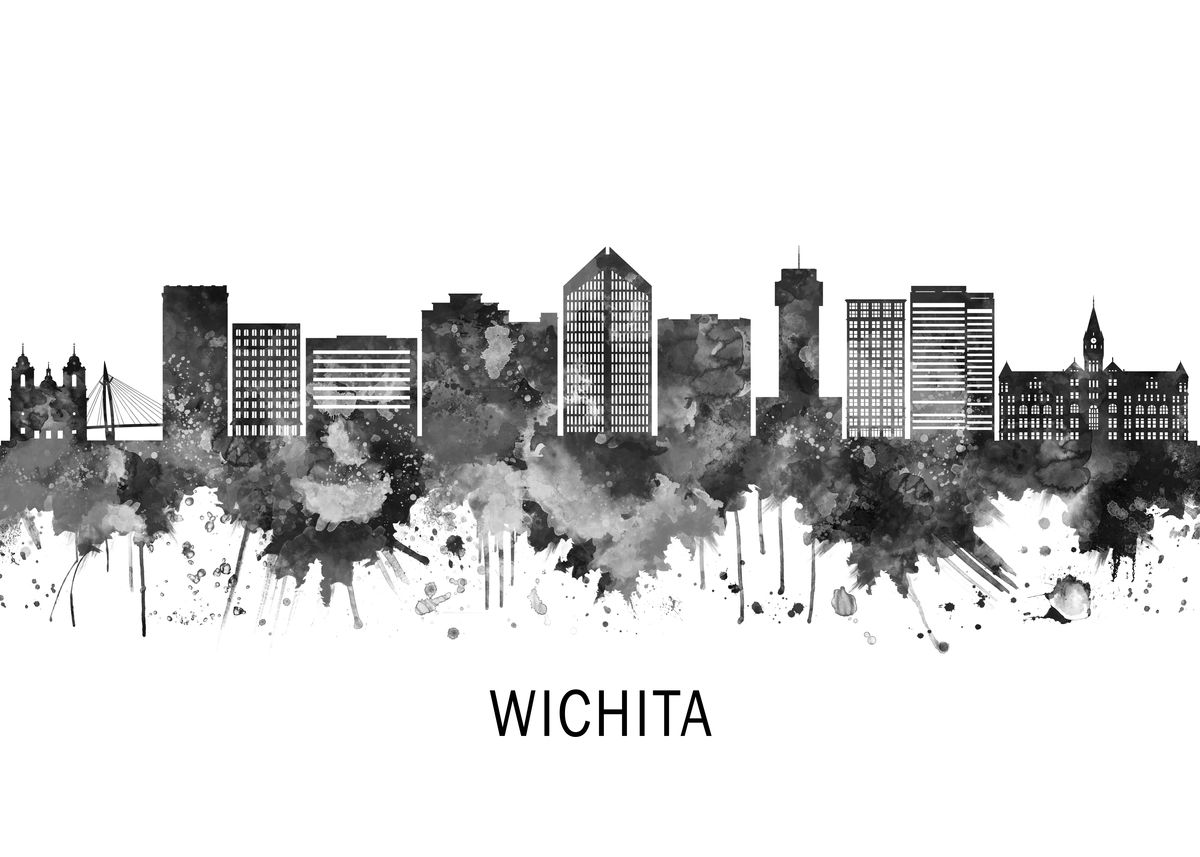 'Wichita Kansas Skyline BW' Poster by Towseef Dar | Displate