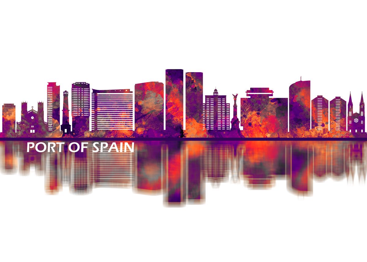 'Port Of Spain Skyline' Poster, picture, metal print, paint by Towseef ...