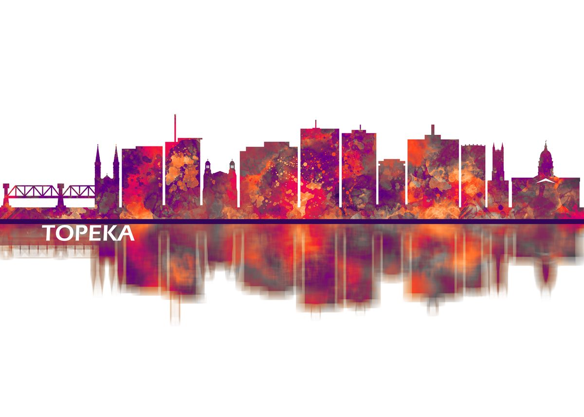 'Topeka Kansas Skyline' Poster, picture, metal print, paint by Towseef ...
