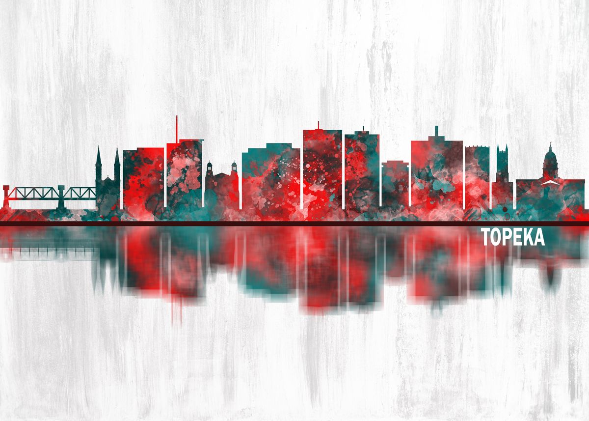 'Topeka Kansas Skyline' Poster, picture, metal print, paint by Towseef ...