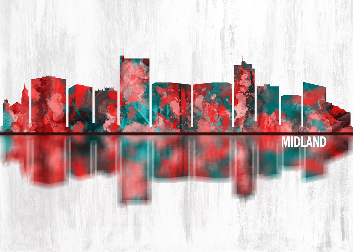 'Midland Texas Skyline' Poster, picture, metal print, paint by Towseef ...