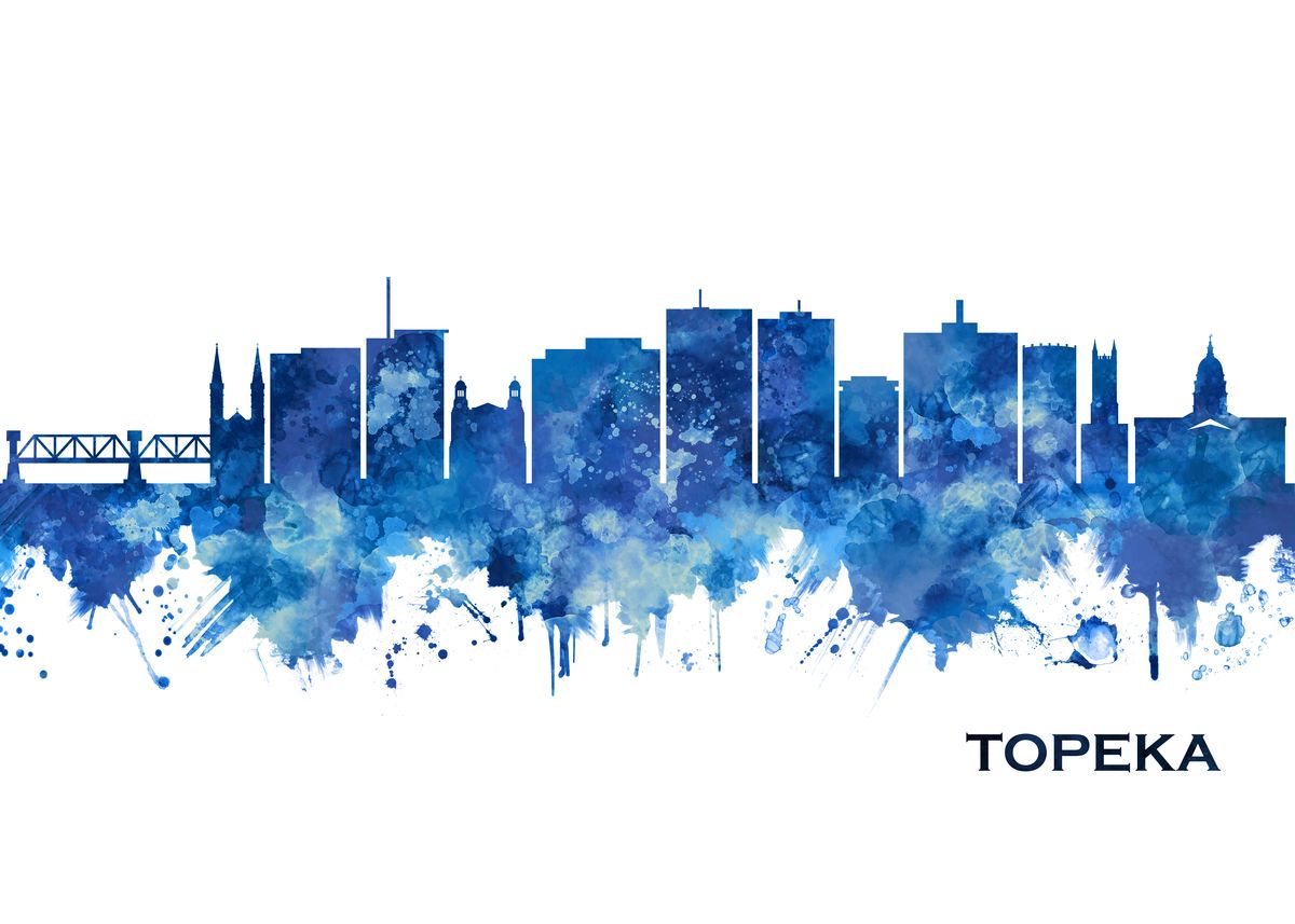 'Topeka Kansas Skyline Blue' Poster by Towseef Dar | Displate