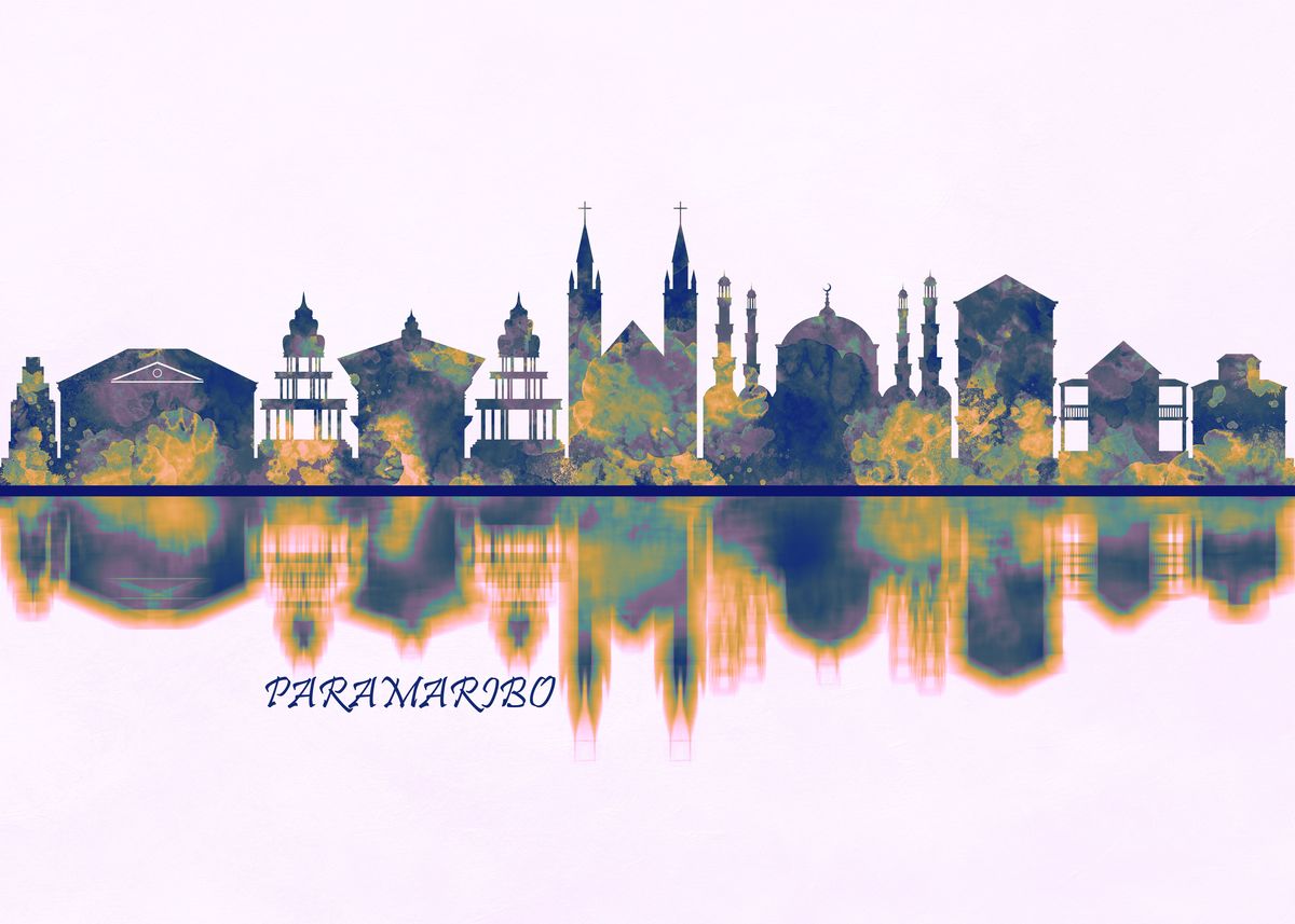 'Paramaribo Skyline' Poster, picture, metal print, paint by Towseef Dar ...