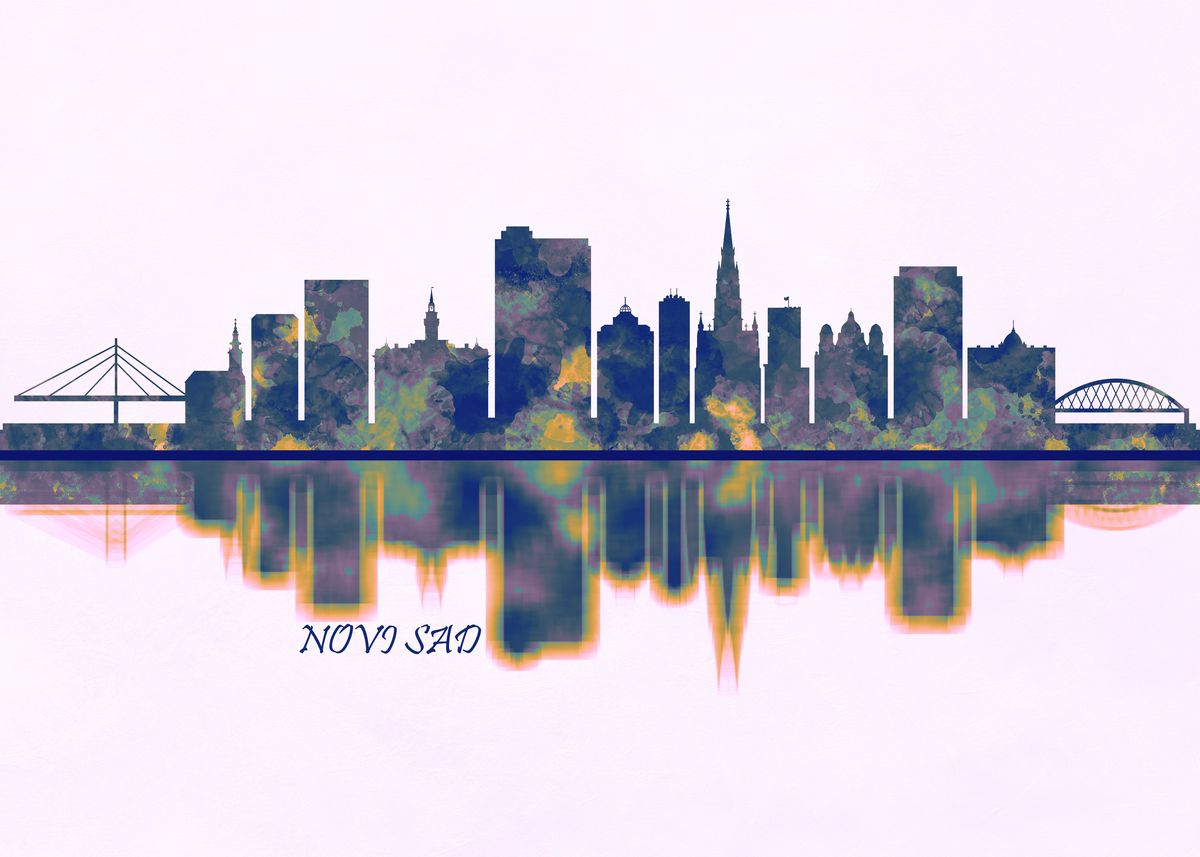 'Novi Sad Skyline' Poster, picture, metal print, paint by Towseef Dar ...