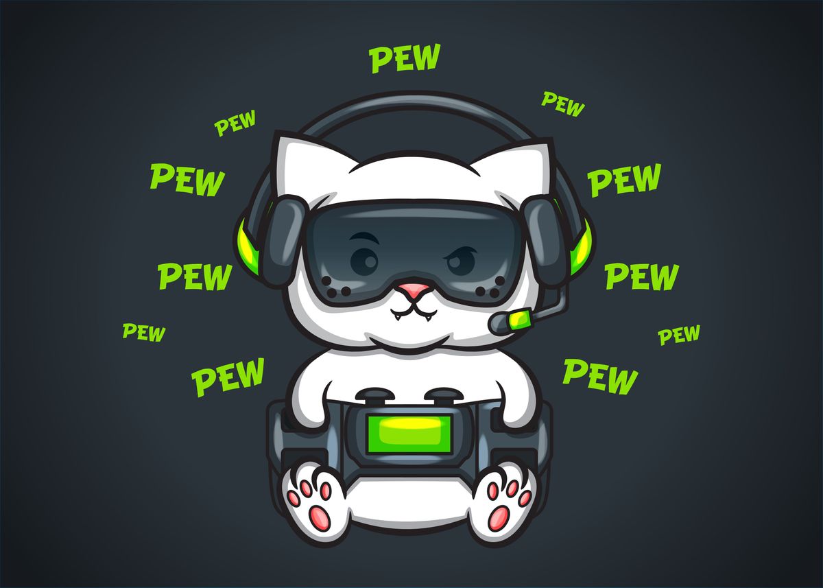 'Pew Pew Cat' Poster, picture, metal print, paint by Weilichesmag ...