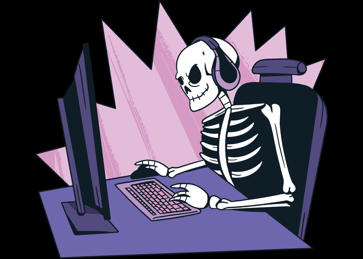 'Skeleton Gamer Gaming Life' Poster, picture, metal print, paint by ...