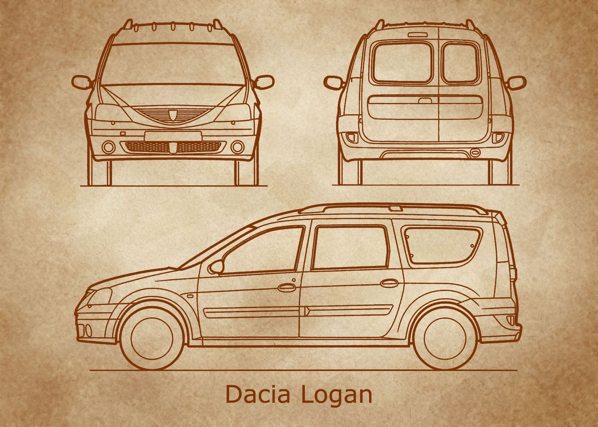 'Dacia Logan Blueprint old' Poster by The Bright Art | Displate
