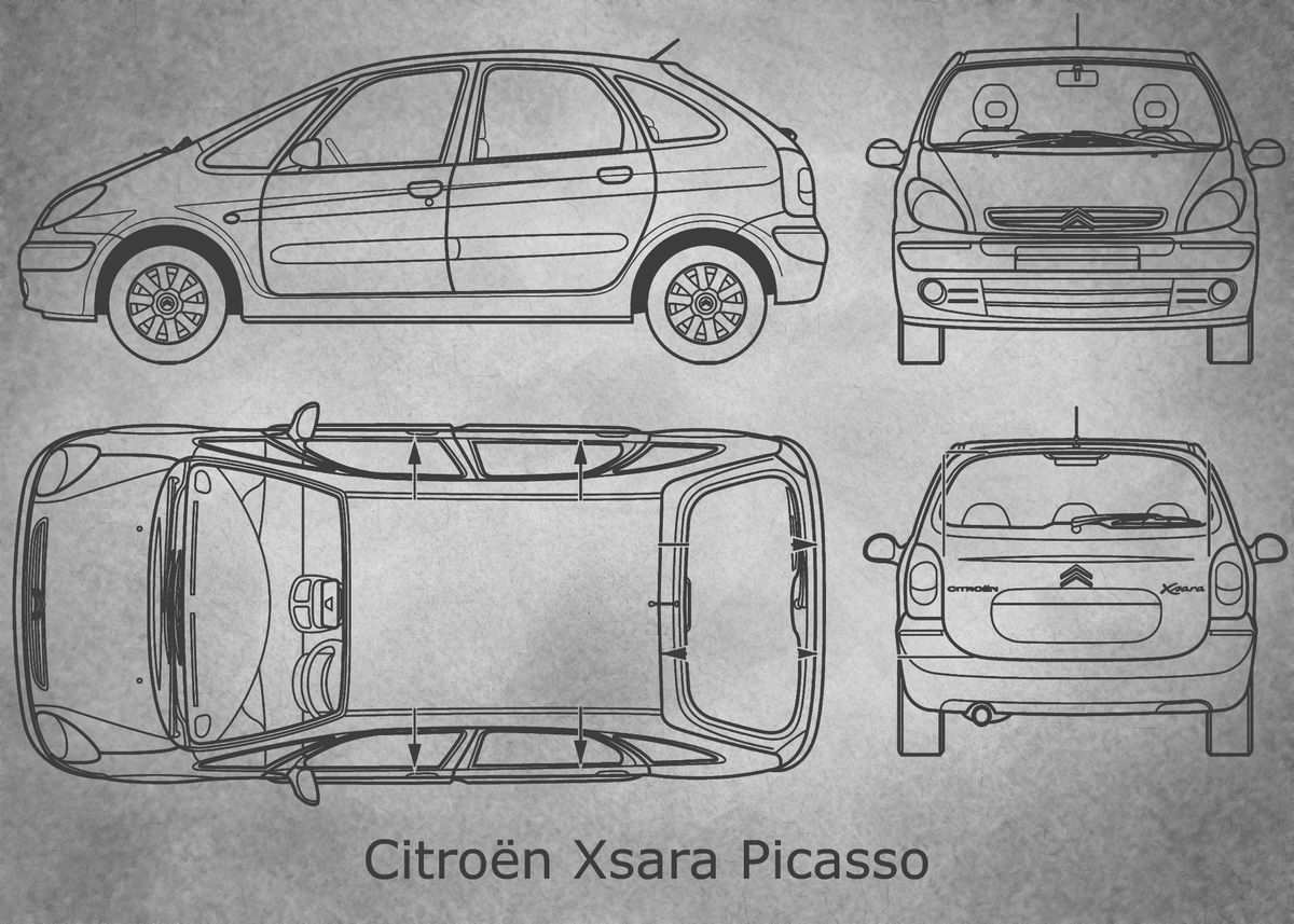 'Citroen Xsara gray old ' Poster, picture, metal print, paint by B & W ...