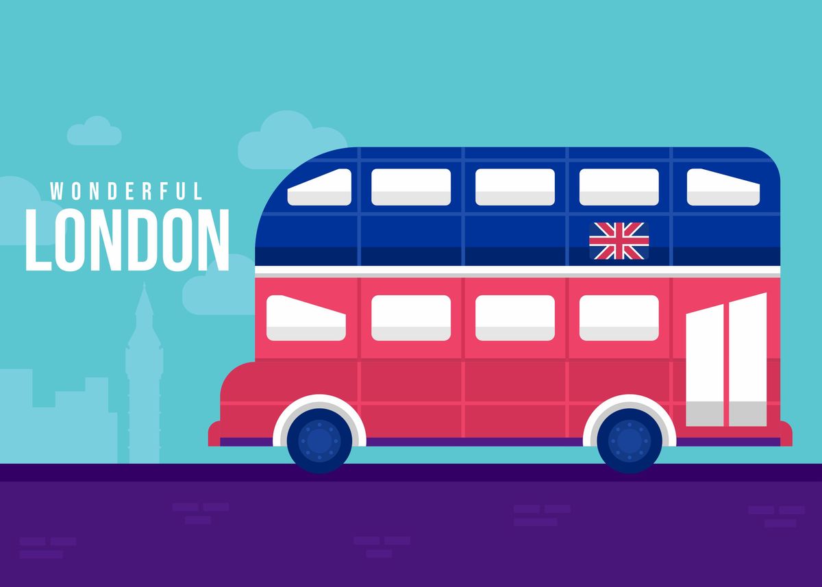 'London Bus Pop Art Poster' Poster, picture, metal print, paint by ...