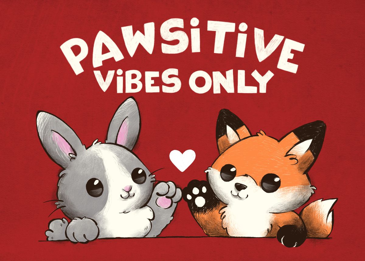 'Pawsitive vibes only' Poster, picture, metal print, paint by ...