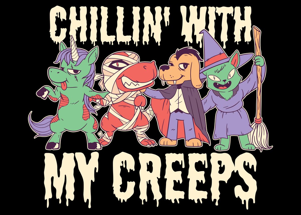 'Unicorn Cat Vampire Creeps' Poster, picture, metal print, paint by ...