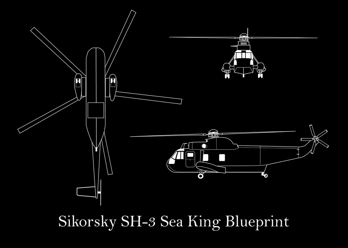 'Sikorsky SH3 Sea King ' Poster by B & W Arts | Displate