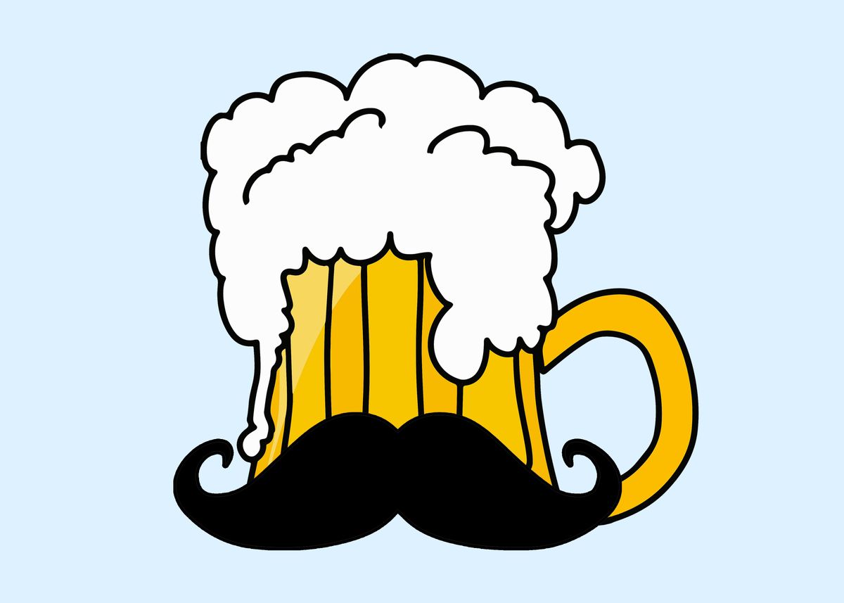 'Men beer with moustache' Poster, picture, metal print, paint by Aziro ...