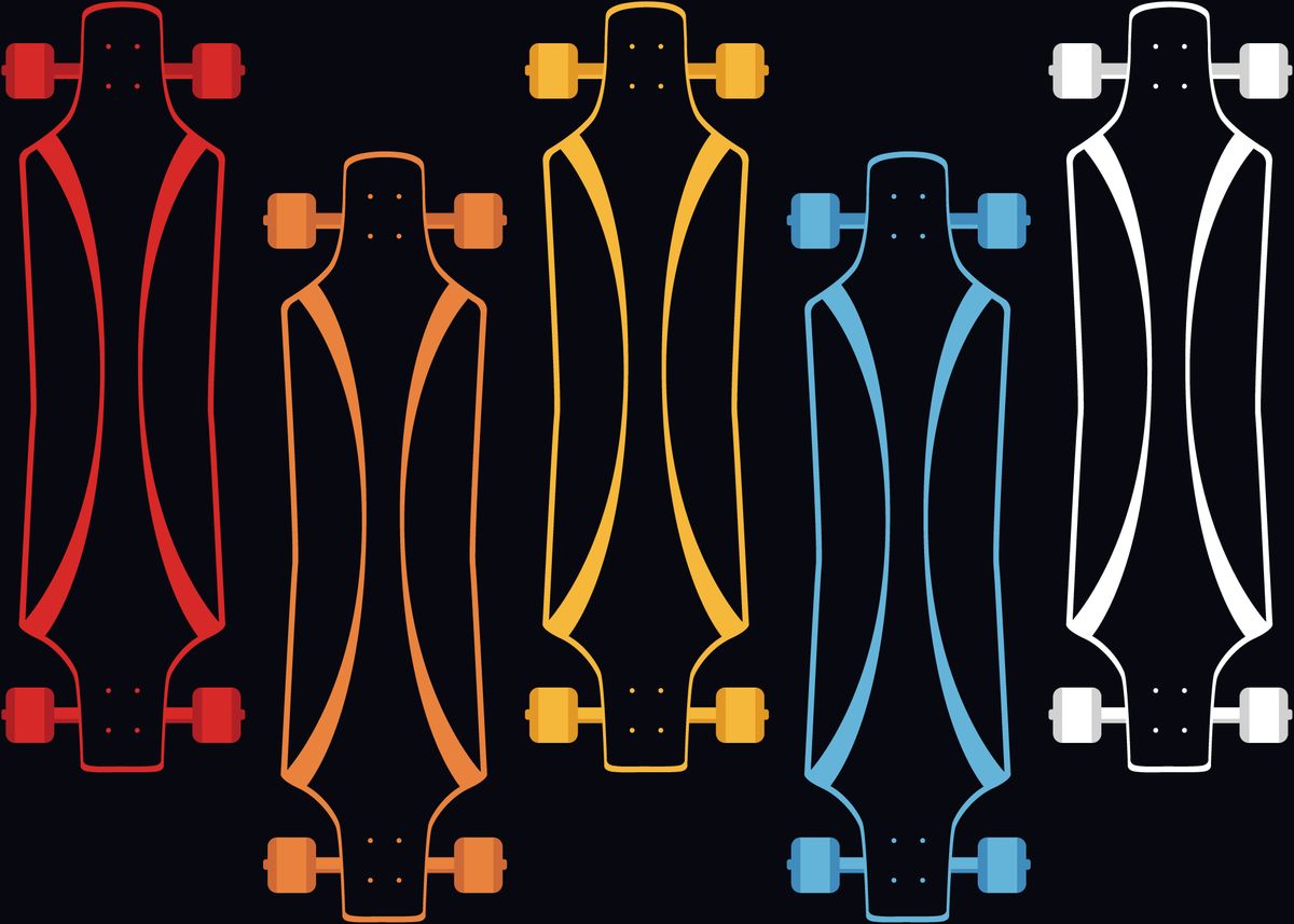 'LONGBOARDS' Poster, picture, metal print, paint by Bombdesign | Displate