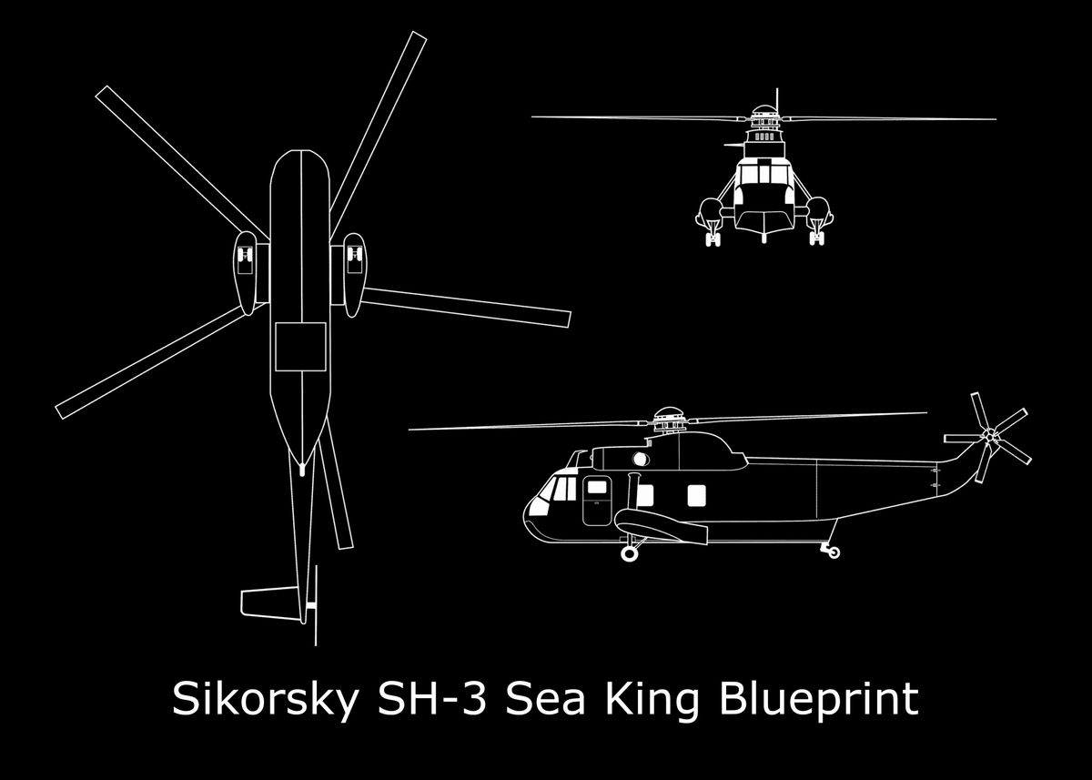 'Sikorsky SH3 Sea King ' Poster by The Bright Art | Displate