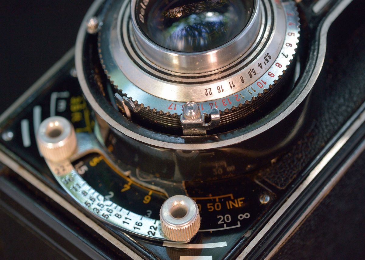 'Detail of a TLR camera' Poster, picture, metal print, paint by ...