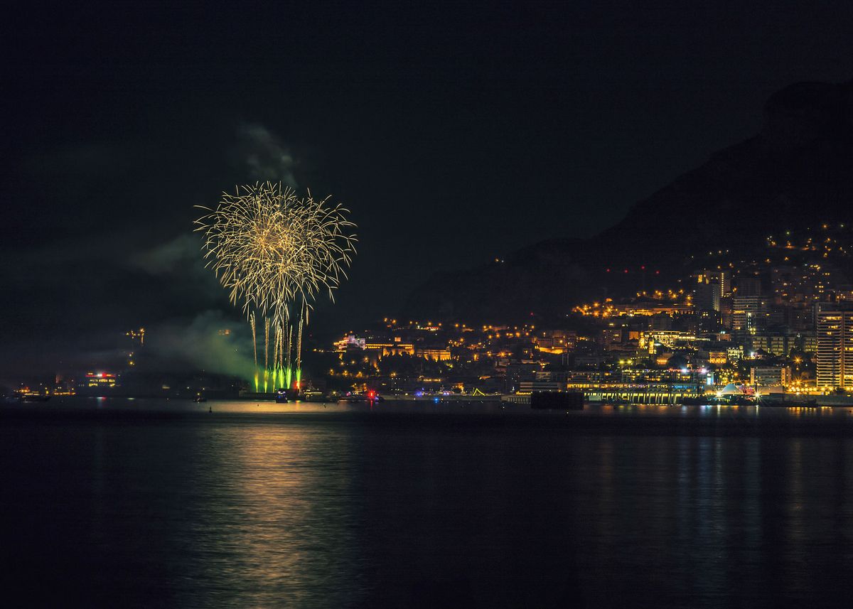 'Fireworks in Monaco' Poster, picture, metal print, paint by Sergio ...