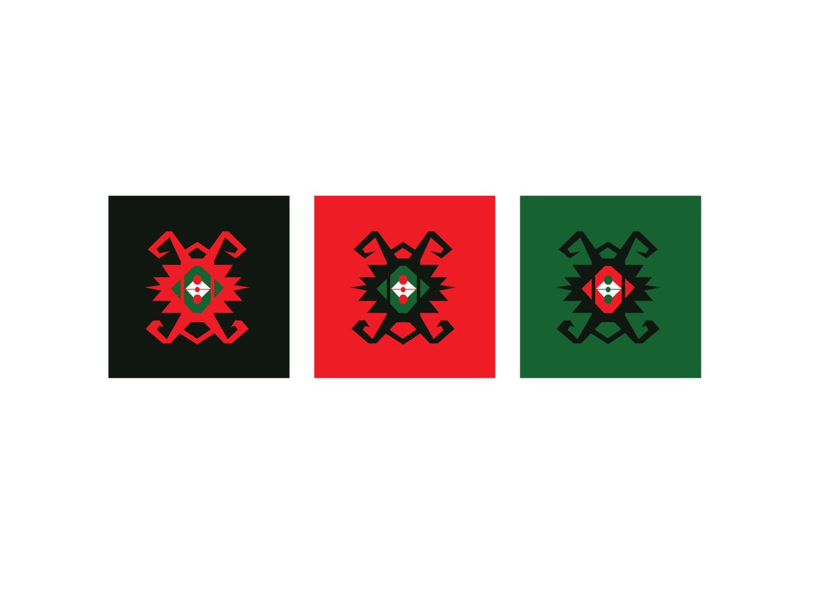 'Ethnic pattern black red ' Poster, picture, metal print, paint by Tea ...