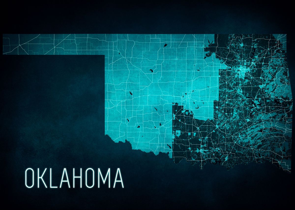 'Oklahoma State Map' Poster, picture, metal print, paint by The ...