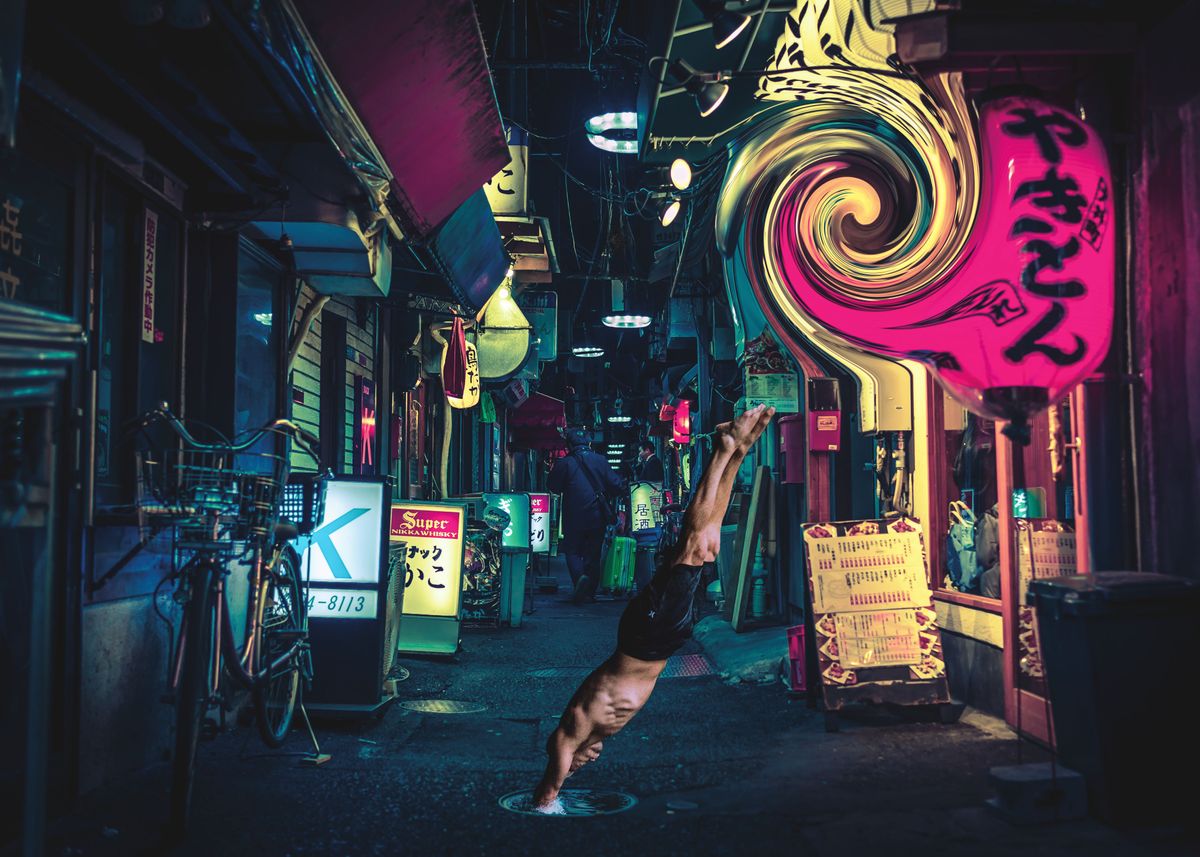 'Dive in' Poster, picture, metal print, paint by Wild Raccoon | Displate