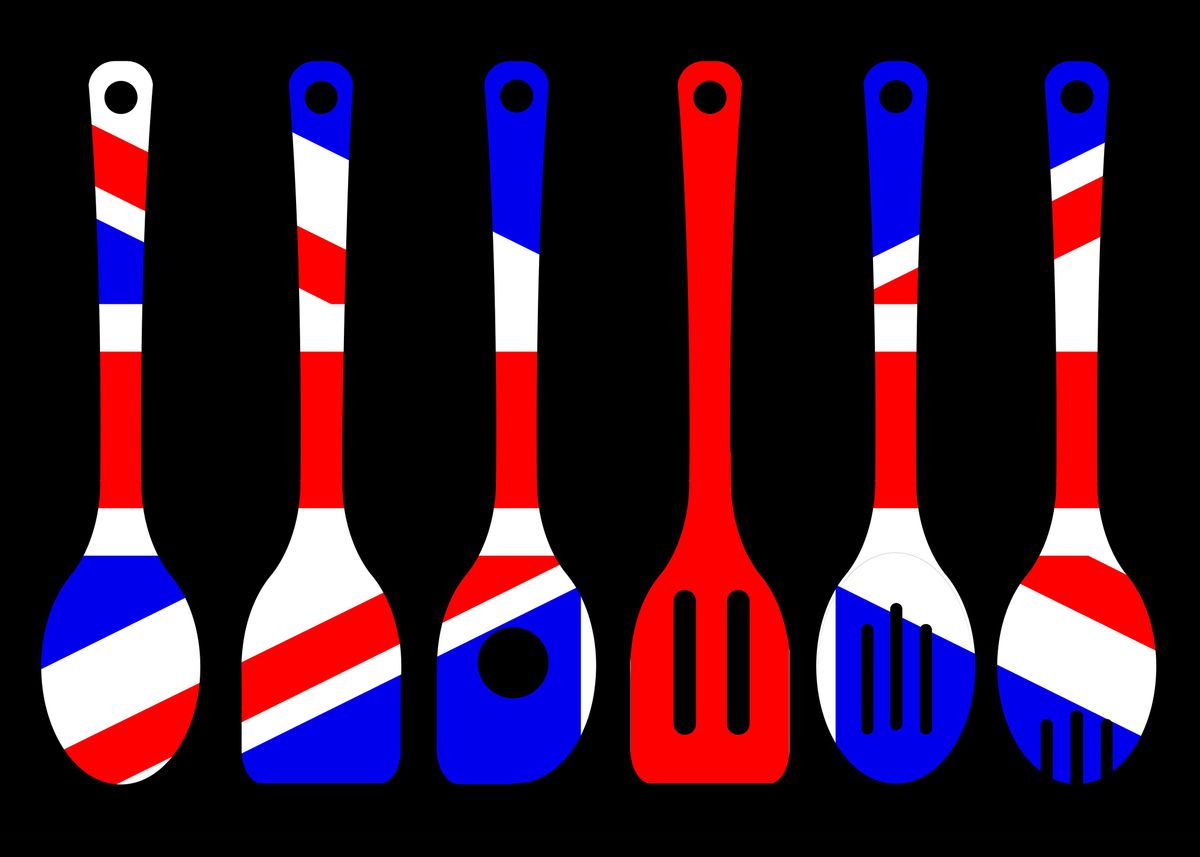 'Union Jack Kitchen Tools' Poster, picture, metal print, paint by ...