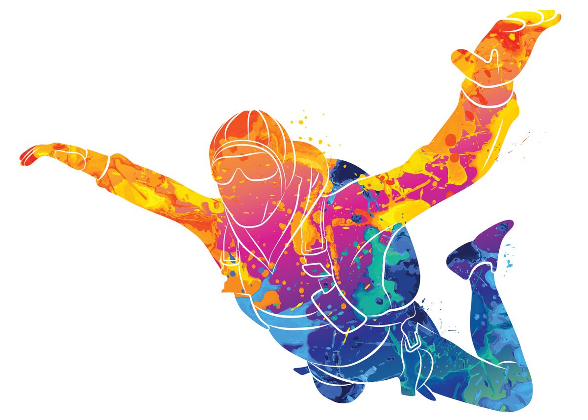 'Watercolor Skydive' Poster, picture, metal print, paint by ...