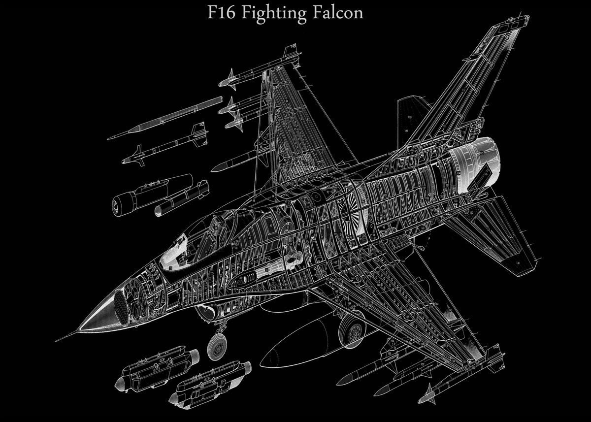 'F16 Fighting Falcon' Poster, picture, metal print, paint by Retal ...
